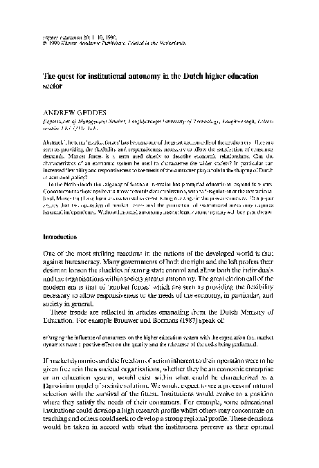 (PDF) The quest for institutional autonomy in the Dutch higher ...