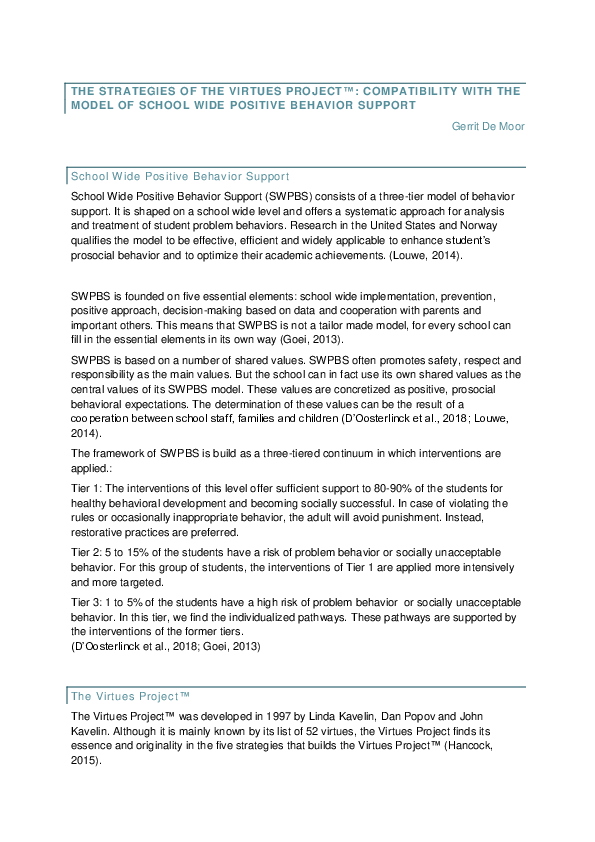 (PDF) THE STRATEGIES OF THE VIRTUES PROJECT™: COMPATIBILITY WITH THE ...