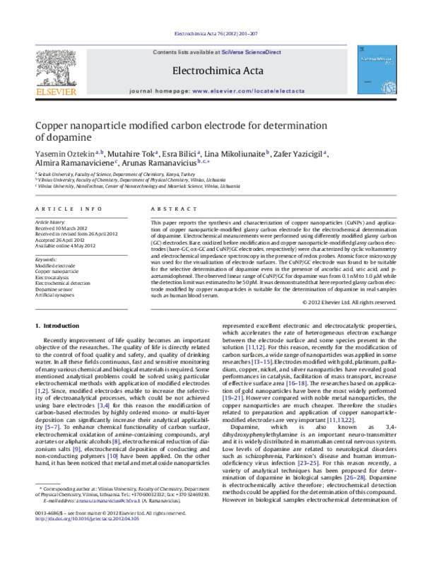 (PDF) Copper nanoparticle modified carbon electrode for determination ...