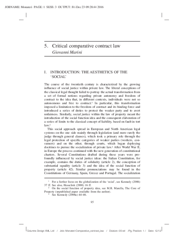 (PDF) Critical Comparative Contract Law