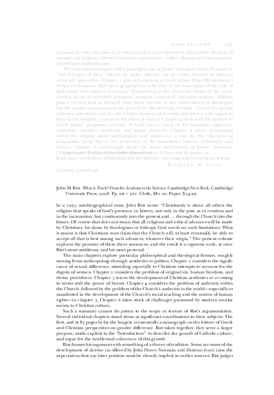 (PDF) Review of: John M. Rist, What is Truth? From the Academy to the ...