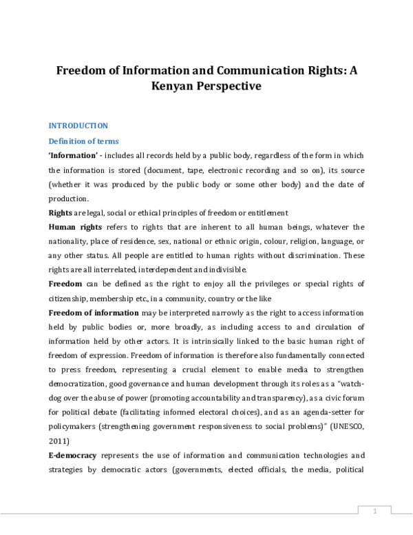 (PDF) The Right to Freedom of Information and Communication: A Kenyan ...