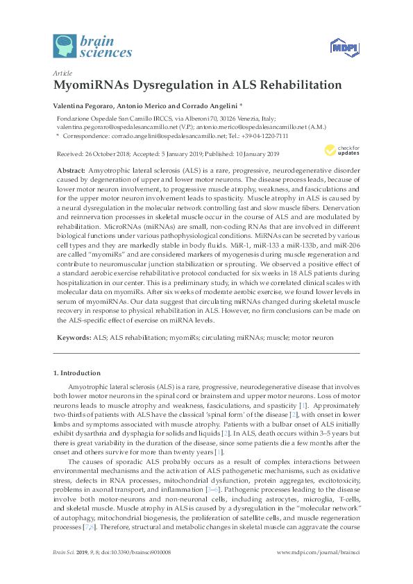 (PDF) DYSREGULATION OF MICRORNAs in ALS REHABILITATION