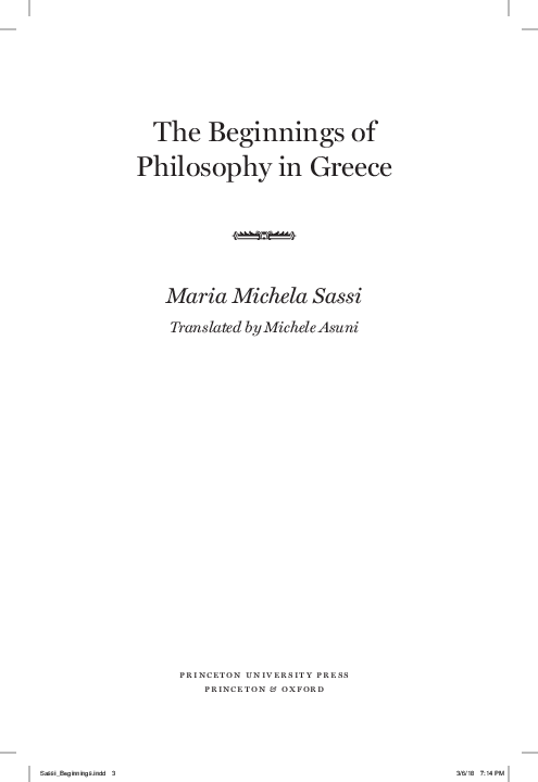 (PDF) The Beginnings of Philosophy in Greece