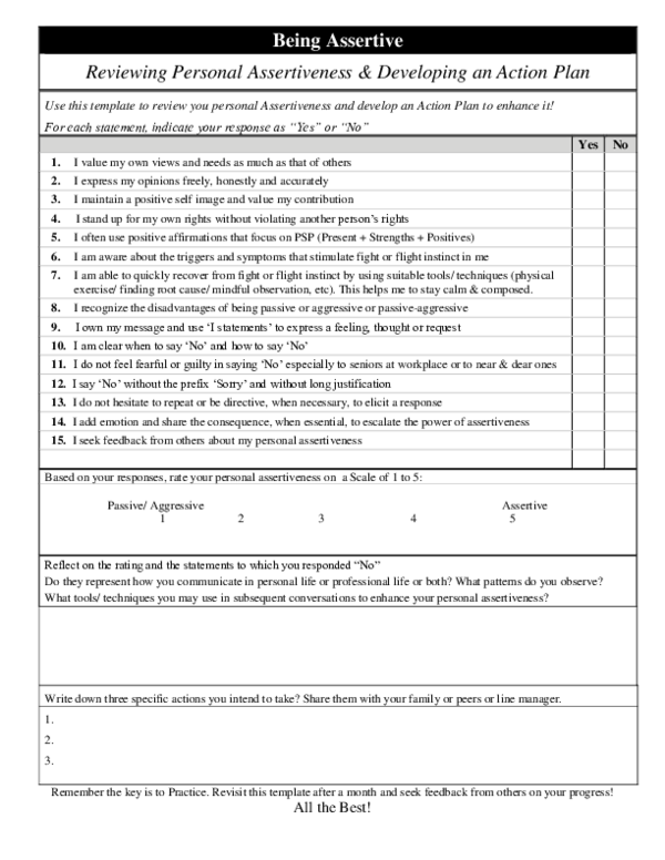 (DOC) Being Assertive ActionPlan