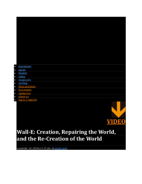 (PDF) Wall-E: Creation, Repairing the World, and the Re-Creation of the ...