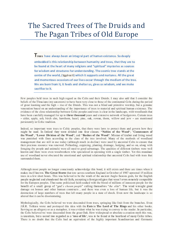 (DOC) The Sacred Trees of The Druids and The Pagan Tribes of Old Europe