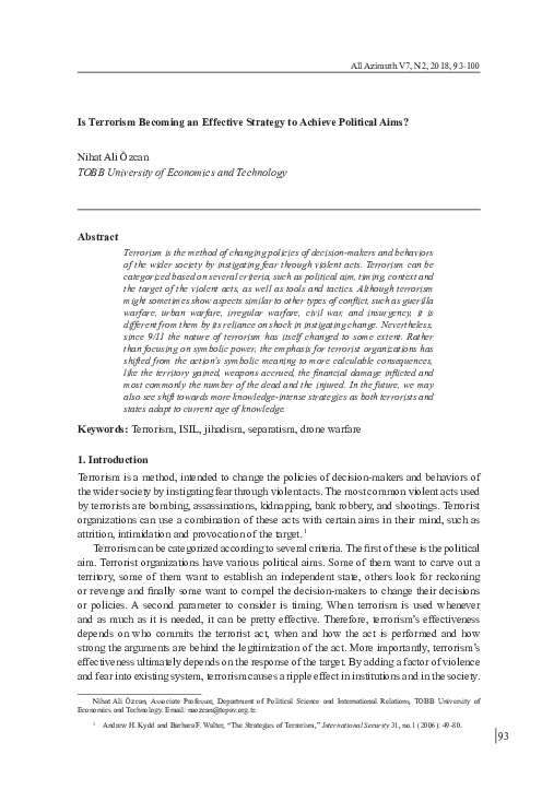 (PDF) Is Terrorism Becoming an Effective Strategy to Achieve Political ...