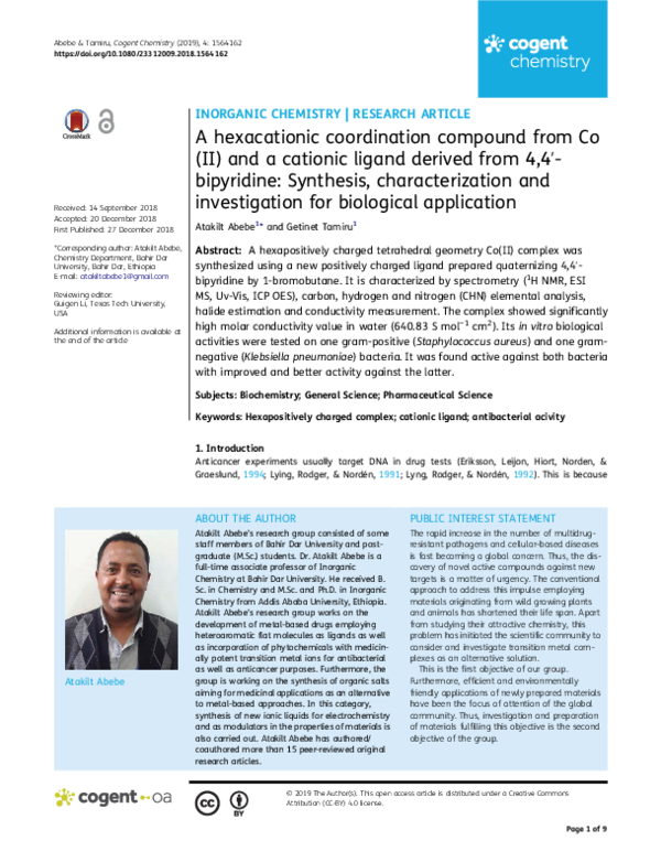 (PDF) A hexacationic coordination compound from Co(II) and a cationic ligand derived from 4,4 ...
