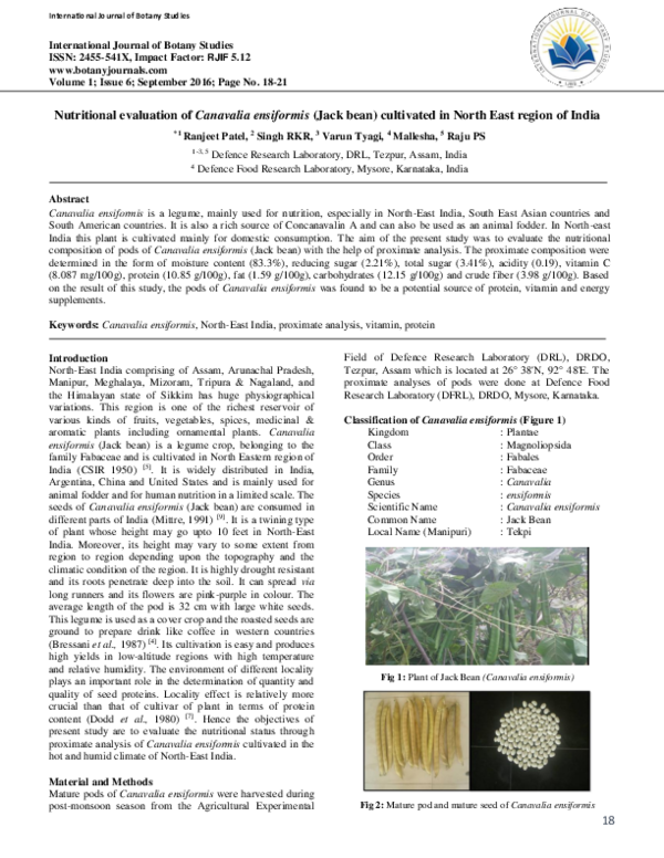 (PDF) Nutritional evaluation of Canavalia ensiformis (Jack bean ...