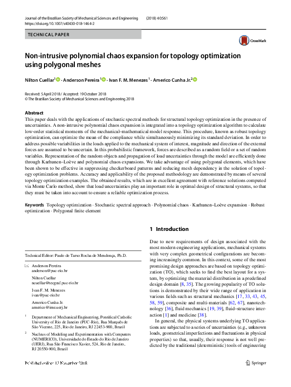 (PDF) Non-intrusive polynomial chaos expansion for topology optimization using polygonal meshes