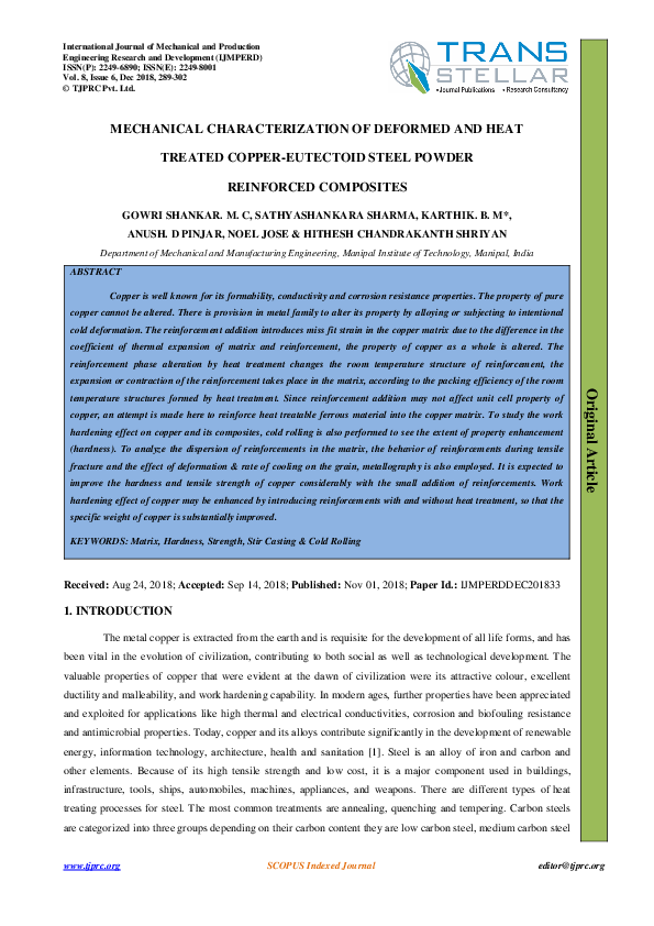 (PDF) MECHANICAL CHARACTERIZATION OF DEFORMED AND HEAT TREATED COPPER ...