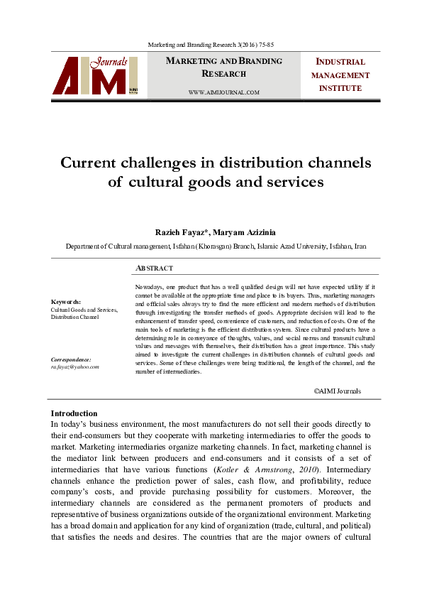 (PDF) Current challenges in distribution channels of cultural goods and ...