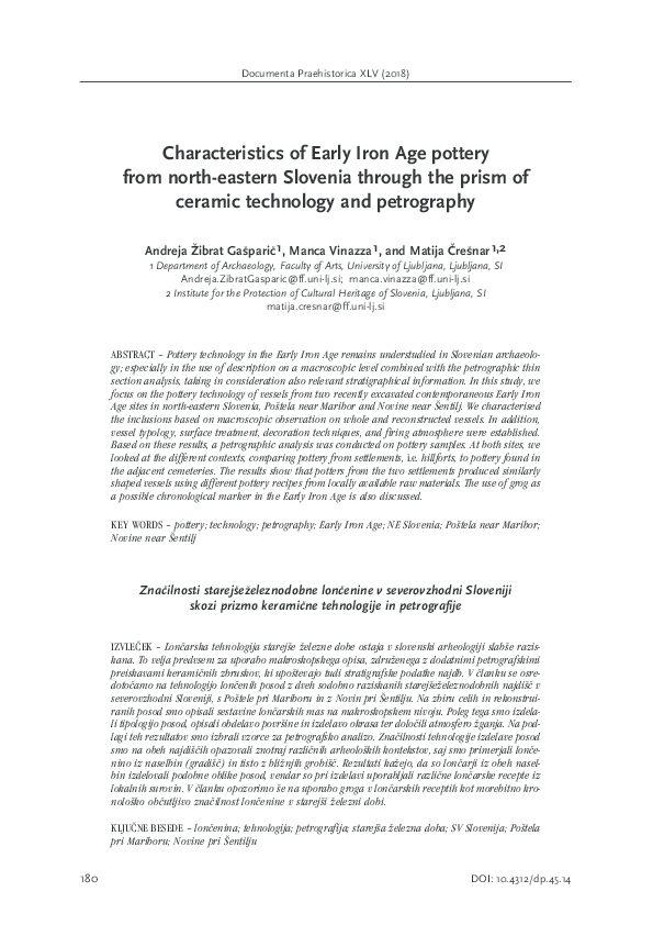 (PDF) Characteristics of Early Iron Age pottery from north-eastern ...