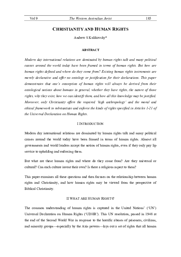 (PDF) Christianity and Human Rights