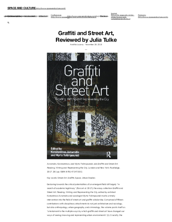 (PDF) Konstantinos Avramidis & Myrto Tsilimpounidi, eds. "Graffiti and ...