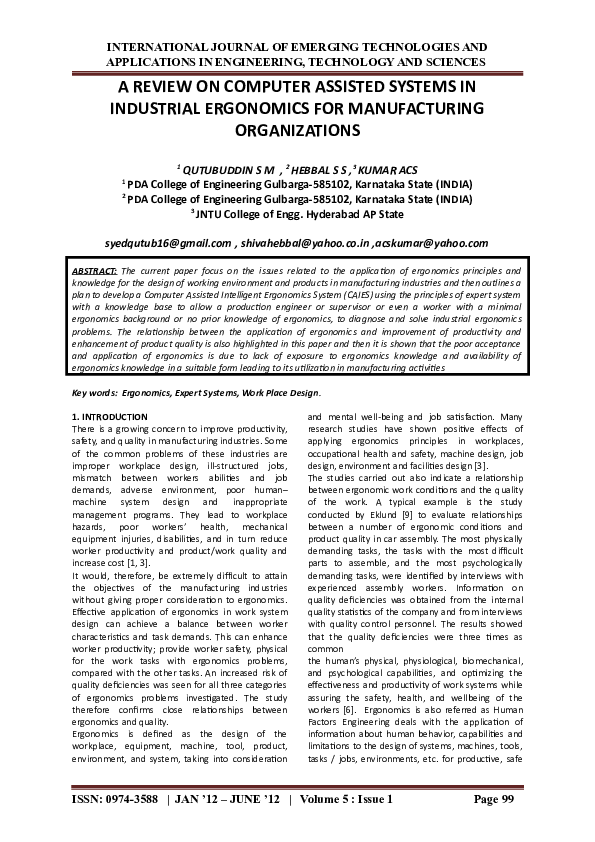 (DOC) A REVIEW ON COMPUTER ASSISTED SYSTEMS IN INDUSTRIAL ERGONOMICS ...