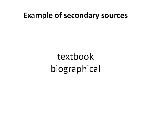 (PPT) Example of secondary sources