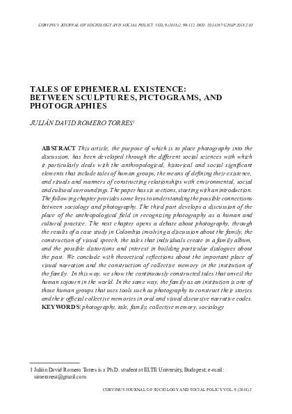 (PDF) TALES OF EPHEMERAL EXISTENCE: BETWEEN SCULPTURES, PICTOGRAMS, AND ...