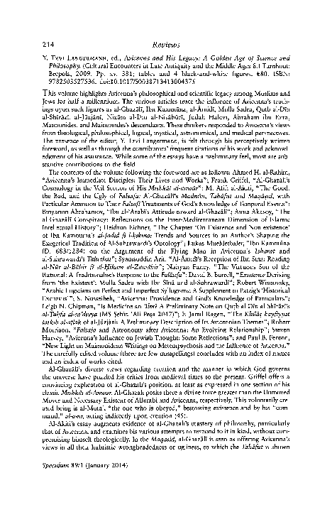 (PDF) Alfred L. Ivry, “Review of ‘Avicenna and His Legacy: A Golden Age ...