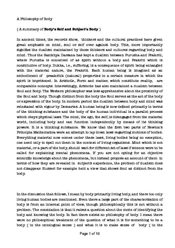 (PDF) The Philosophy of Body