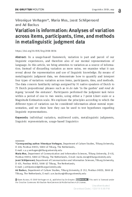 (PDF) Variation is information: Analyses of variation across items ...