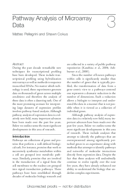 (PDF) Pathway analysis of Microarray data