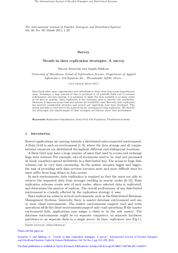 (PDF) Trends in data replication strategies: A survey
