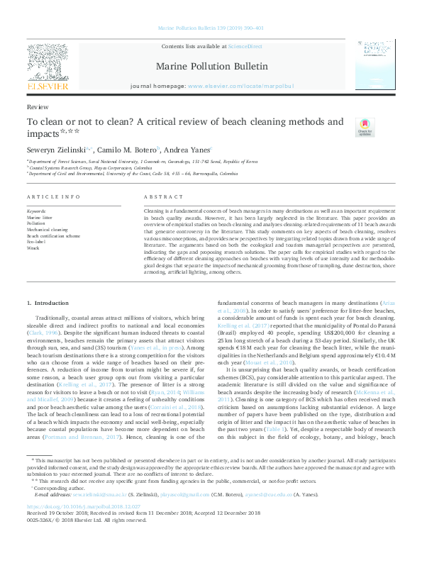 (PDF) To clean or not to clean? A critical review of beach cleaning ...