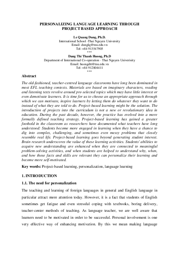 (DOC) PERSONALIZING LANGUAGE LEARNING THROUGH PROJECT BASED APPROACH.docx