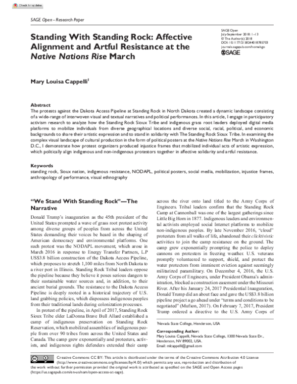 (PDF) Standing With Standing Rock: Affective Alignment and Artful ...
