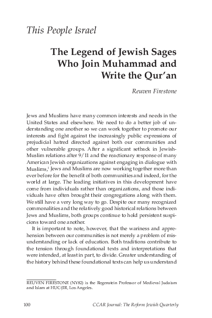 (PDF) The Legend of Jewish Sages Who Join Muhammad and Write the Qur'an