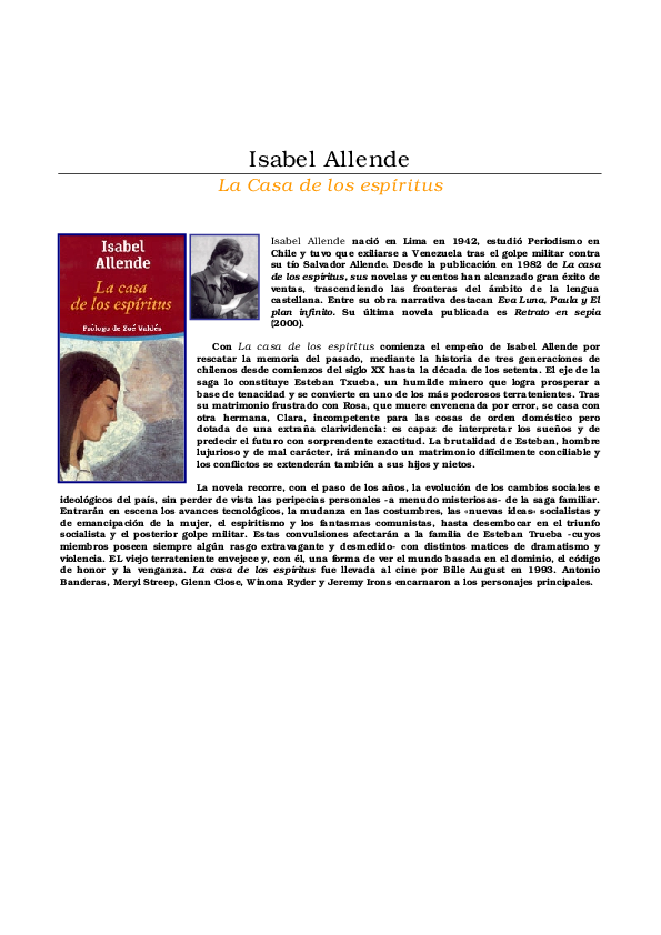 (PDF) La Casa De Los Espiritus