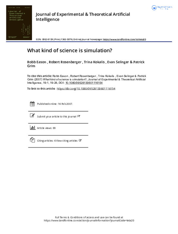 (PDF) What kind of science is simulation?