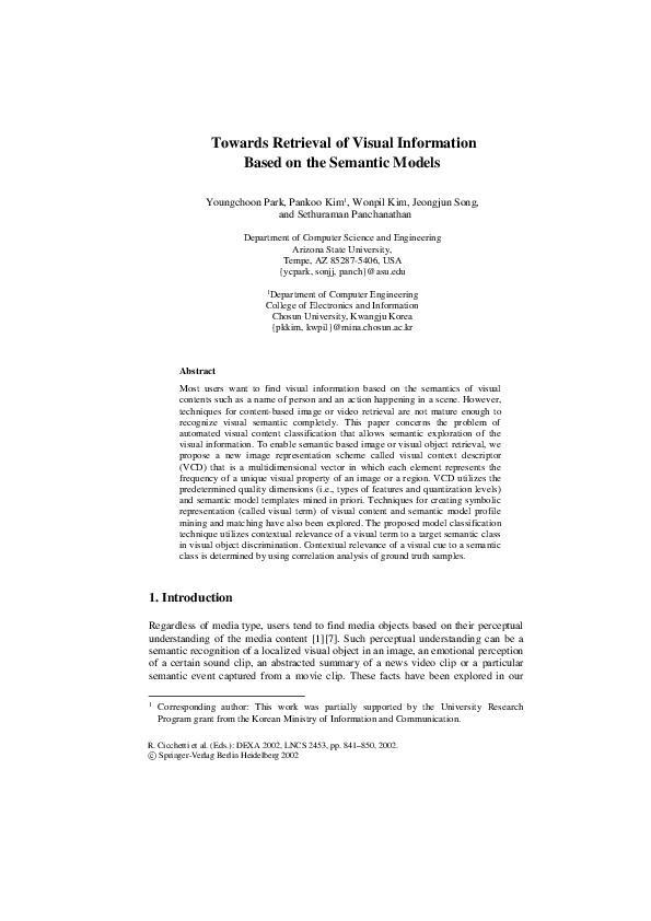 (PDF) Towards Retrieval of Visual Information Based on the Semantic Models