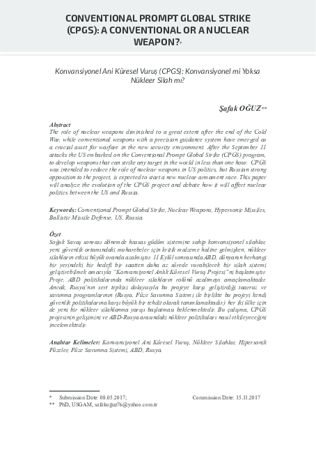 (PDF) Conventional Prompt Global Strike (CPGS): A Conventional or A ...