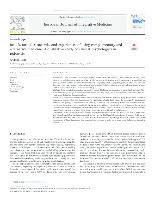 (PDF) Beliefs, attitudes towards, and experiences of using ...