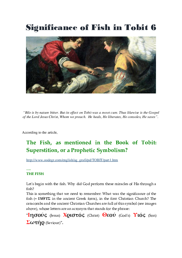 (DOC) Significance of Fish in Tobit 6