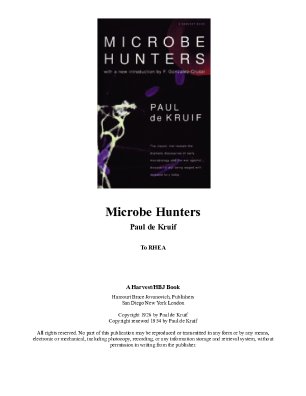 (PDF) Microbe hunters paul de kruif