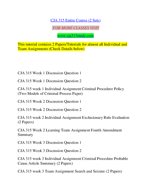 (PDF) CJA 315 STUDY Become Exceptional--cja315study.com | tonimor15 tonimor15 - Academia.edu