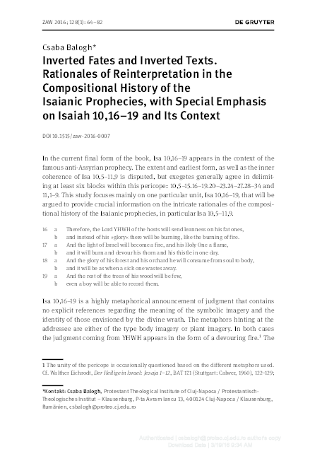 (PDF) Inverted Fates and Inverted Texts. Rationales of Reinterpretation ...