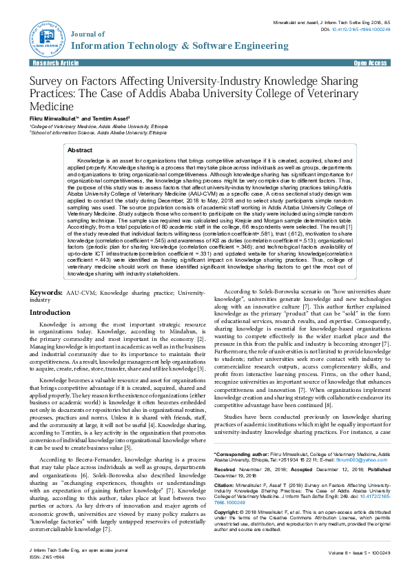 (PDF) Survey on factors Affecting University Industry Knowledge Sharing Practices.pdf