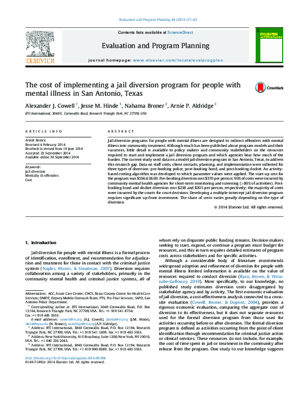 (PDF) The cost of implementing a jail diversion program for people with ...