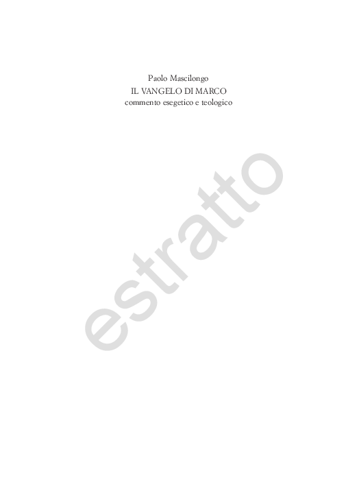 (PDF) Vangelo di Marco. Commentario esegetico e teologico (Roma 2018 ...