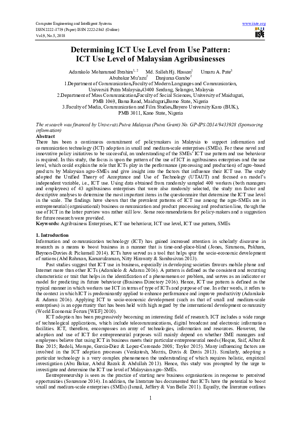 (PDF) Determining ICT Use Level from Use Pattern: ICT Use Level of ...