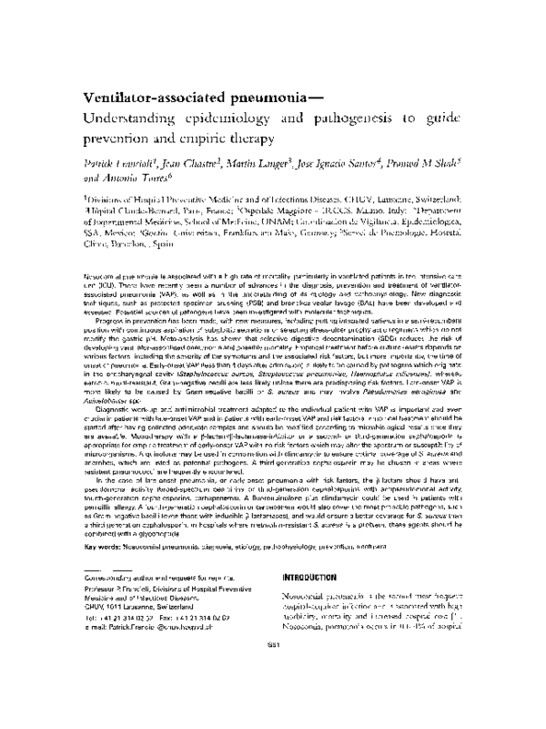 (PDF) Ventilator-associated pneumonia-Understanding epidemiology and ...