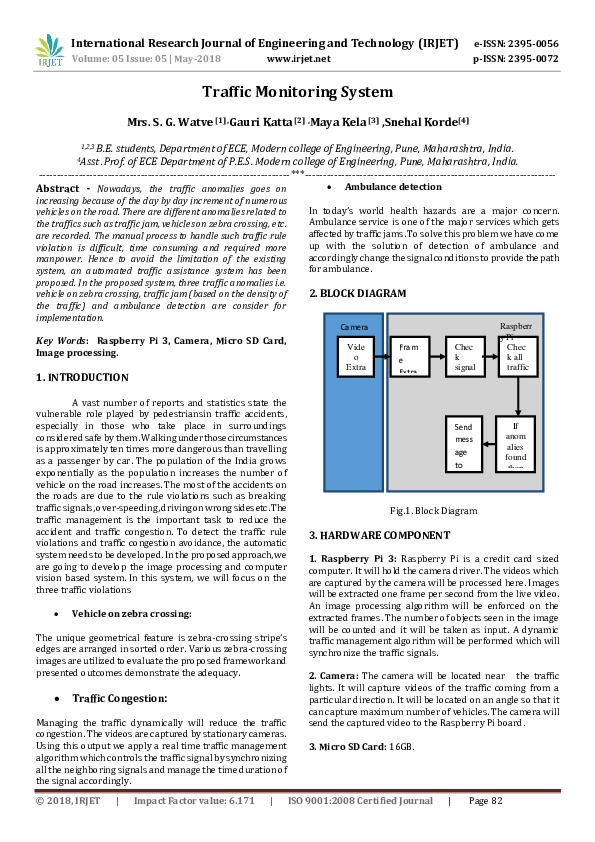 (PDF) IRJET-Traffic Monitoring System