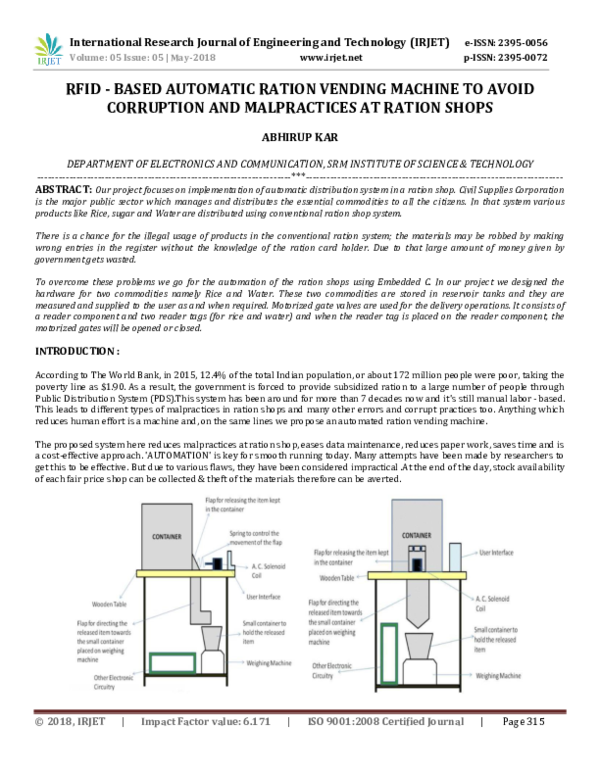 (PDF) IRJET-RFID - Based Automatic Ration Vending Machine to Avoid Corruption and Malpractices ...