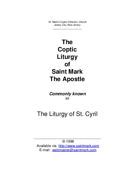 (PDF) Origins of the Coptic Rite: The Alexandrian Liturgy