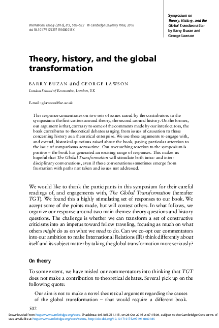 (PDF) Theory, History, and the Global Transformation